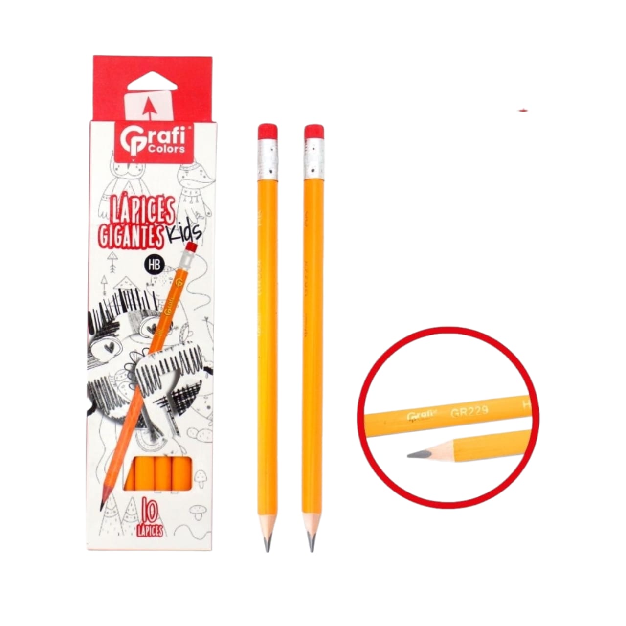 Lapices Gigantes Kids Grafi Colors X12 Pcs Con Sacapuntas GR-229 X3 Ca ...